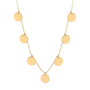 GELIN Disc Station Necklace in 14K Solid Gold | 14k Yellow Gold Station Necklace for Women, 18"
