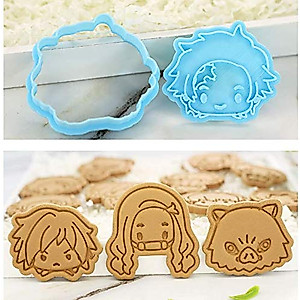3D Anime Cookie Cutter Mold, 6 PCS Cookie Stamp and Cutter Kitchen Tool Party Cookie Mold
