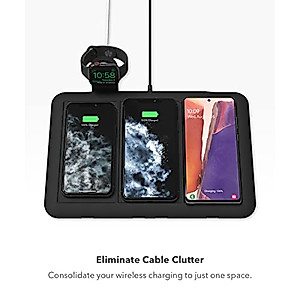 mophie 4-in-1 Wireless Charging Mat for Apple iPhone, AirPods & Watch, Samsung Galaxy, Google Pixel, and All Qi-Enabled Devices, Additional USB-A Port, Intuitive Design, Includes Apple Watch Adapter