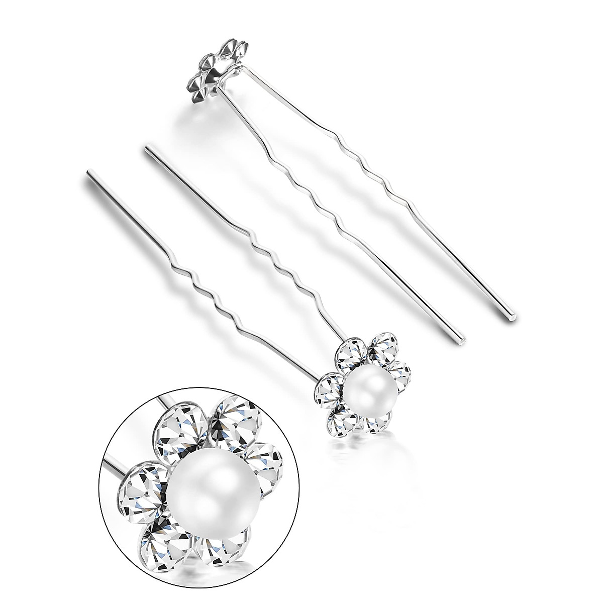 Unittype 40 Pack Bridal Wedding Hair Pins Rhinestone Hair Clips Accessories for Women and Girls