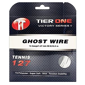Tier One Sports TRU PRO Ghost Wire - Tennis String Set (Poly): Super Soft and Arm Friendly (16g (1.27 mm), 12.2 m, White)