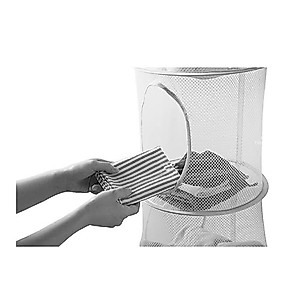 4 Tier Storage for Stuffed Animals,Storage Organizer,43.5 x12" Hanging Mesh Storage Basket with 2"Hooks,Folding Basket for Store Gloves,Shawls, Hats,Mittens, Attaches Easily to Any Rod -Grey