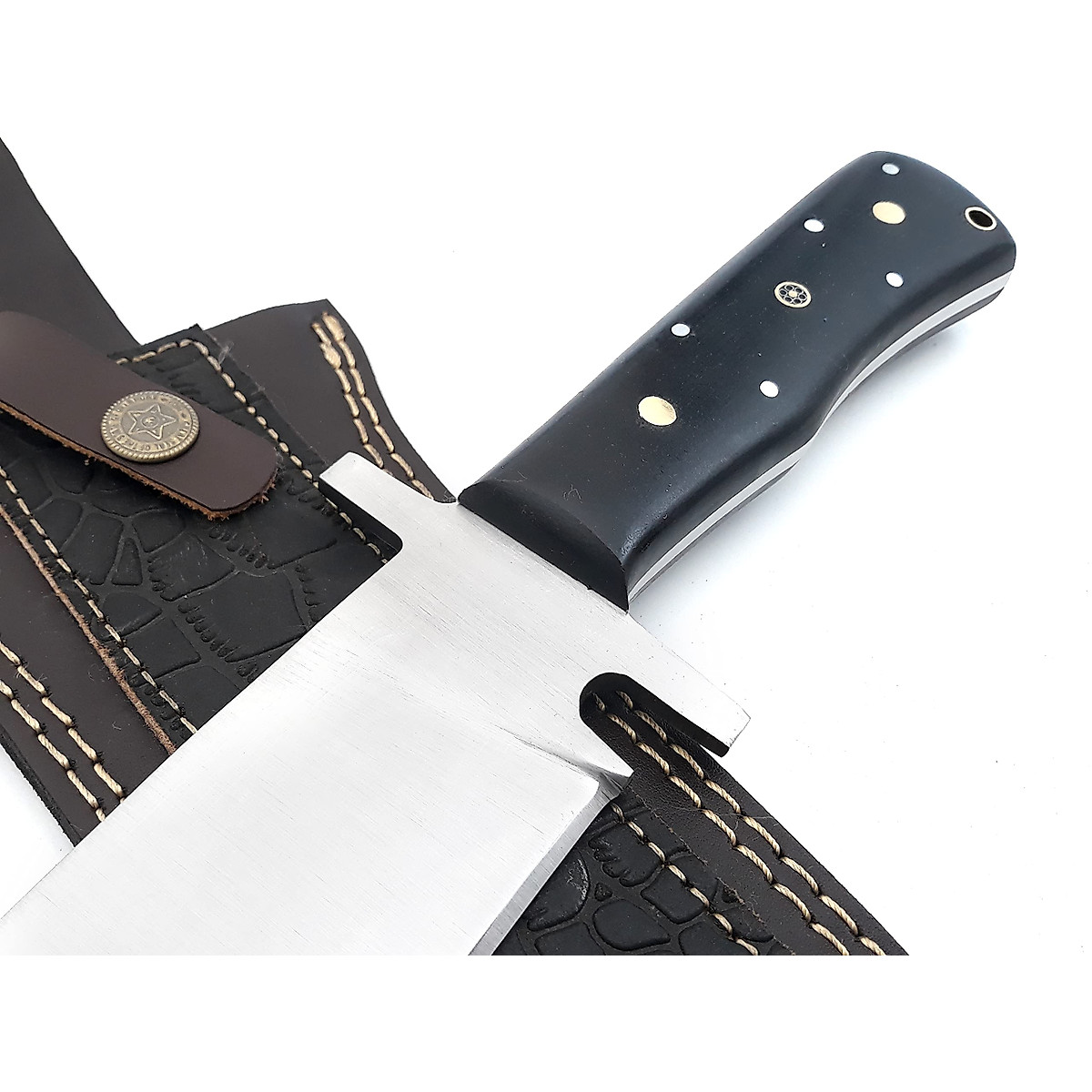 Nooraki - 15" Handmade Full Tang Hunting Knife with Leather Sheath, Multipurpose Bowie Knife with Micarta Handle for Everyday Carry, Outdoor Camping and Hunting