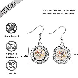 SEIRAA Order of The Eastern Star Sorority Gift OES Symbol Hook Earrings, OES Charm Bracelet for Her