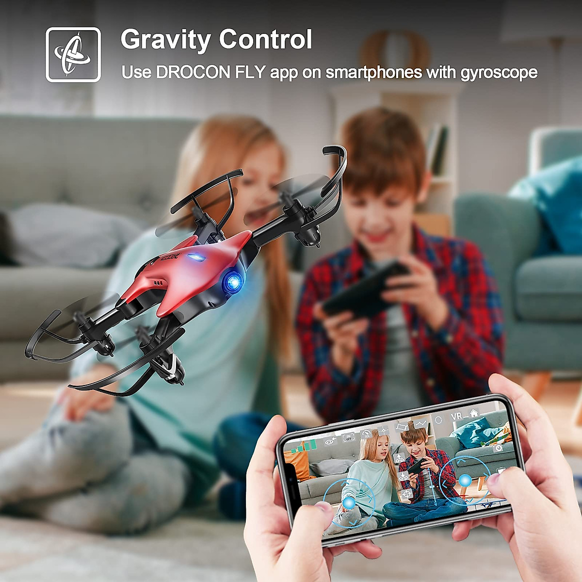 Drone for Kids, Spacekey FPV Wi-Fi Drone with Camera 1080P FHD, Real-time Video Feed, Great Drone for Beginners, Quadcopter Drone with Altitude Hold, One-Key Take-Off, Landing Foldable Arms (Red)