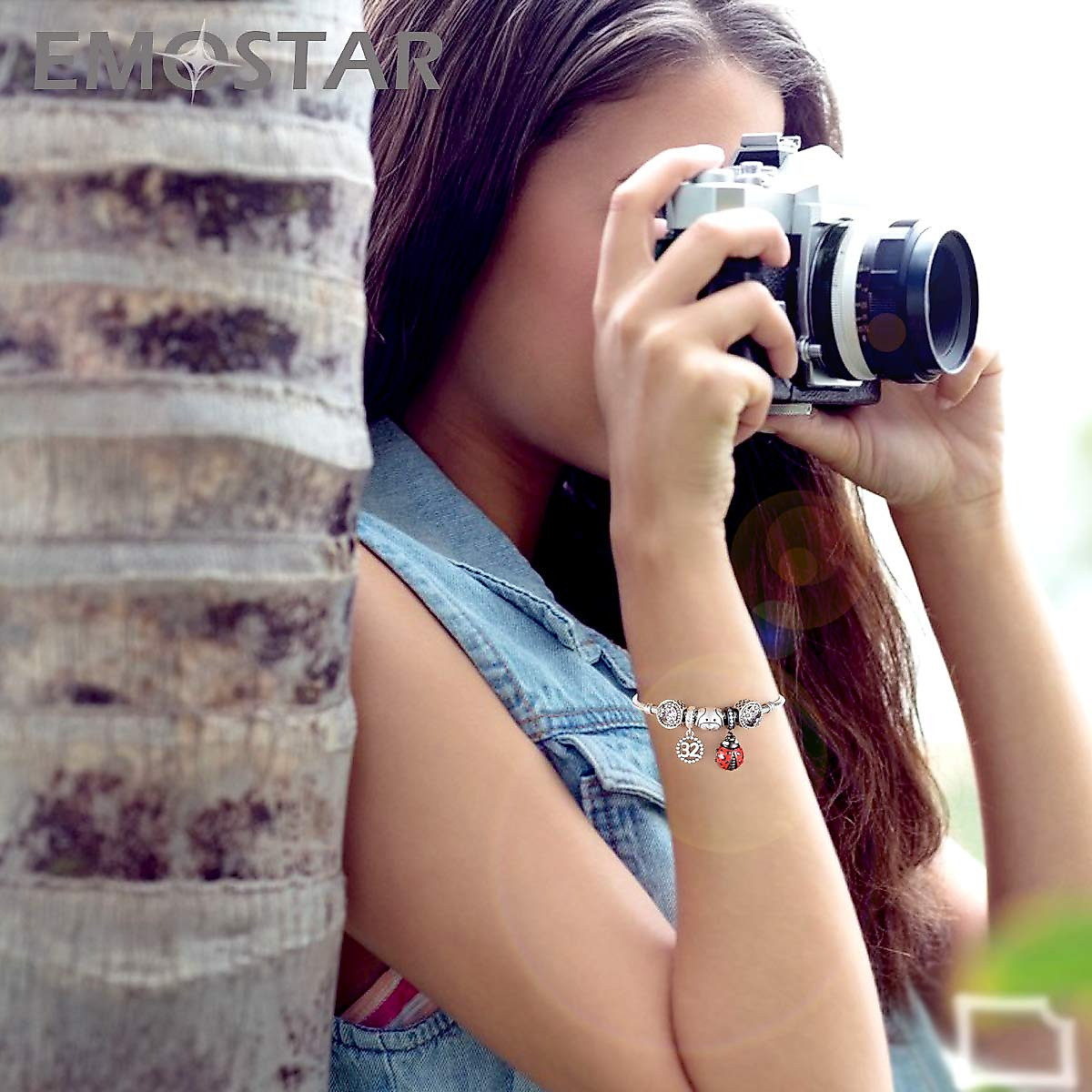 EMOSTAR Dangle Gun Black Ladybug Charms fits Pandora Christmas Bracelet, 925 Sterling Silver Ladybird Beetle Beads Lady Bug Pendant with Red Wings Enamel, Gift for Insect Lover/Women