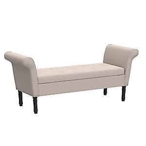 Changjie Furniture Modern PU Leather Storage Bench Tufted Bed Bench Entryway Bench with Storage for Living Room Bedroom (Tan)