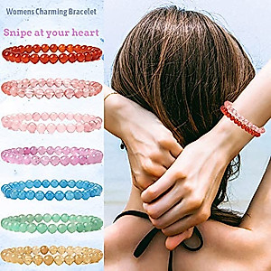 SONNYX 14Pcs 6mm Semi Precious Gemstone Beaded Bracelets for Women Men Tiny Crushed Stone Crystal Bracelet Stretch Bead Bracelet Unisex Jewelry