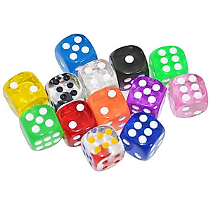 SmartDealsPro 10-Pack D6 Six Sided 16mm Transparent Dice Die for DND, MTG, RPG, Tenzi, Yahtze, Bunco, Table Borad Games, Math Teaching