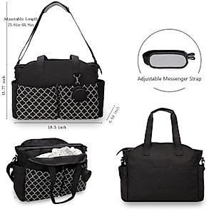 Lmbabter Diaper Bag Tote with Changing Station Upgrade Multi-Function Baby Bag with Adjustable Shoulder Strap Insulated Pockets (Black)