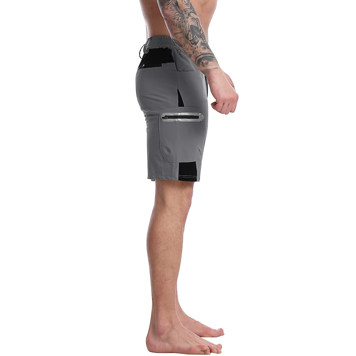 Surenow Men's Hiking Cargo Shorts Lightweight Quick-Dry Shorts Summer Outdoor Fishing Shorts Camping Travel Shorts for Men Grey