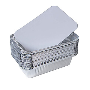 Webake Large Aluminum Foil Tin Pans 9 x 5 inch Disposable Aluminum Foil Take-out Containers 3 Lb Foil Bread Pan Loaf Pans Baking Pans For Cake Toast - Pack of 30 with Lids