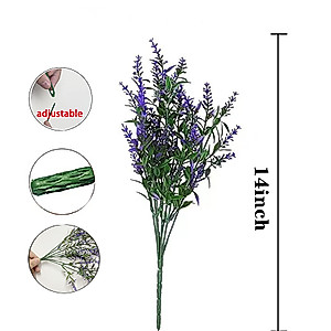 OLYYTAO Artificial Flowers Plants Outdoor Decoration - UV Resistant Plastic Flowers for Outside Faux Plants for Home Garden Decor (10, Lavender Purple)