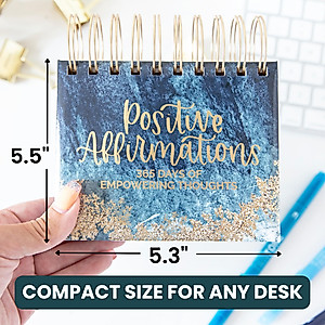 bloom daily planners Undated Perpetual Desk Easel / Inspirational Standing Flip Calendar - Page a Day - (5.25" x 5.5") - Positive Daily Affirmations