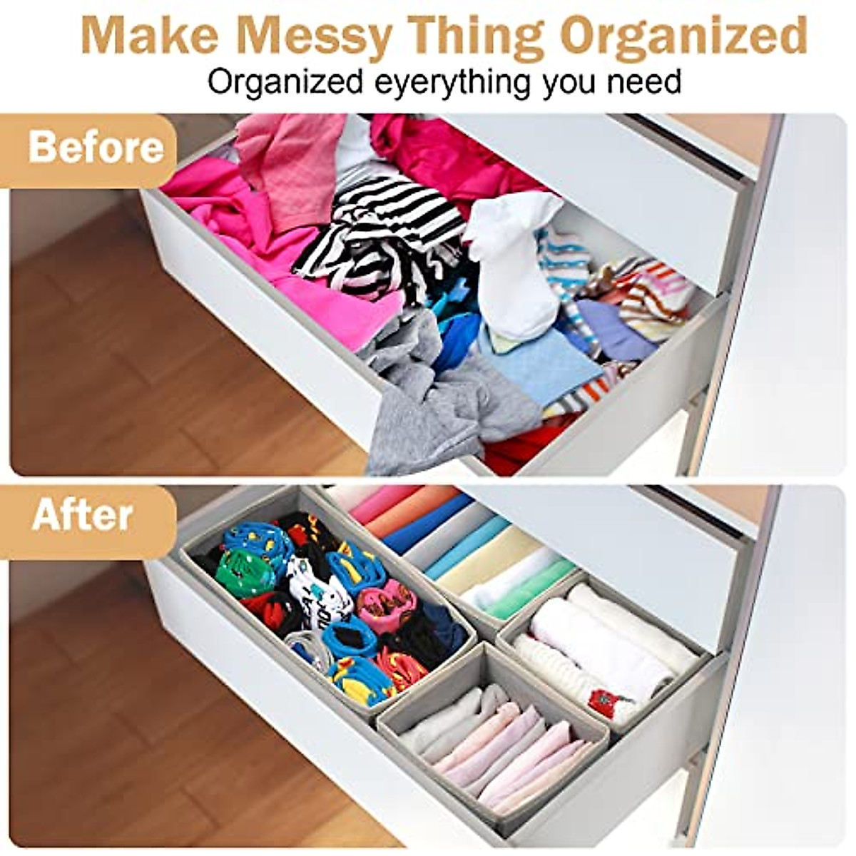 Potchen 24 Set Clothes Dresser Drawer Organizers, Closet Wardrobe Organizers Storage Dividers, Underwear Foldable Cloth Baby