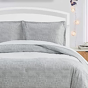 Poppy & Fritz | Stripe Collection| Duvet Cover Set- 100% Cotton Ultra Soft, All Season Bedding, Pre-Washed for Added Softness, Twin, Grey