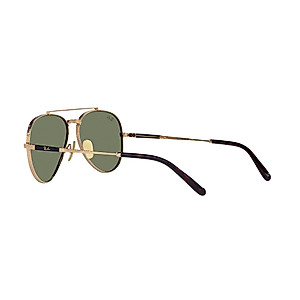 Ray-Ban RB8225 Aviator Titanium Sunglasses, Gold/Green, 62 mm