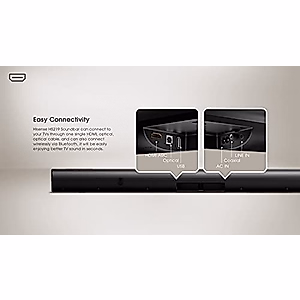 Hisense HS219 2.1ch Sound Bar with Wireless Subwoofer, 320W, Powered by Dolby Audio, One Remote Control, Roku TV Ready, Bluetooth, HDMI ARC/Optical/AUX/USB, 3 EQ Modes