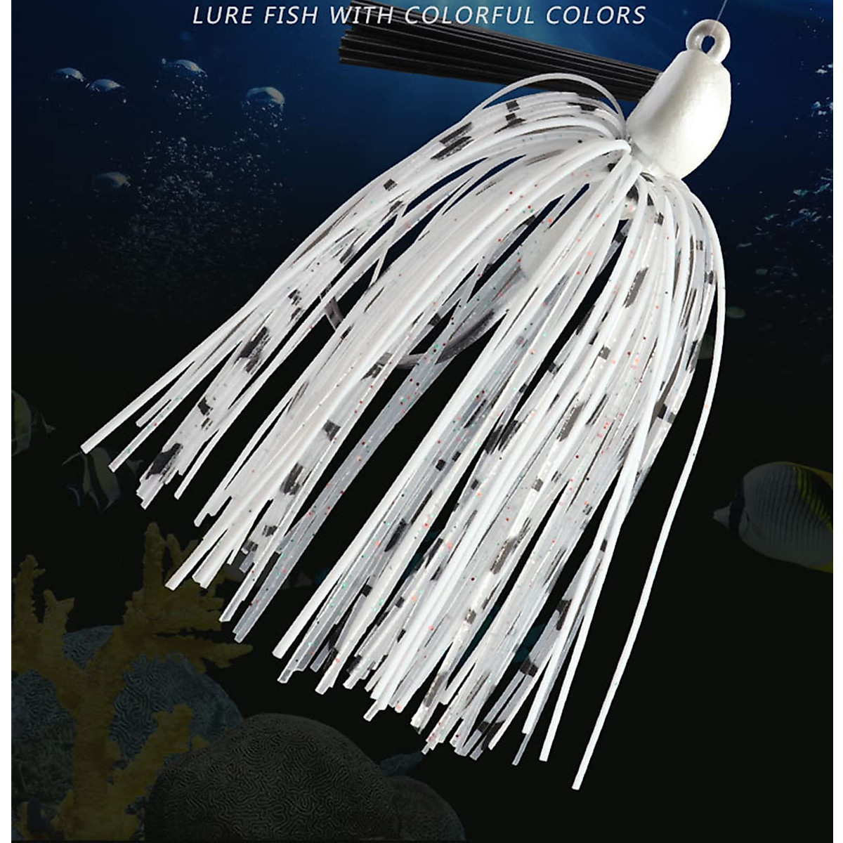 6Pcs-Weedless-Swimming-Jigs-Fishing-Lure,Saltwater Chatter Fish Baits for Bass Fishing Lures Jig Heads with Weed Guard Freshwater Crappie Artificial Bait Hooks Mix Color Skirts Kits for Pike Trout