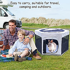 Hamiledyi Portable Pet Playpen Medium Size Foldable Bunny Playpens Outdoor Small Pet Cage Tent for Kitten Puppy Guinea Pig Rabbits Hamster Chinchillas（Grey）