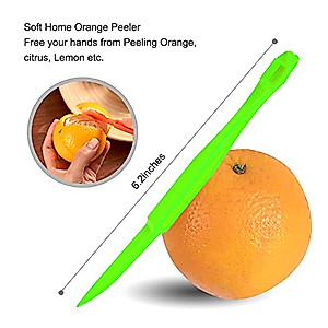 Soft Home Premium Plastic Orange Peeler Lemon Citrus Peel Cutter Vegetable Slicer Fruit Tools (Long Handle Type Green 2 Pack; Mouse Type orange 1 Pack)