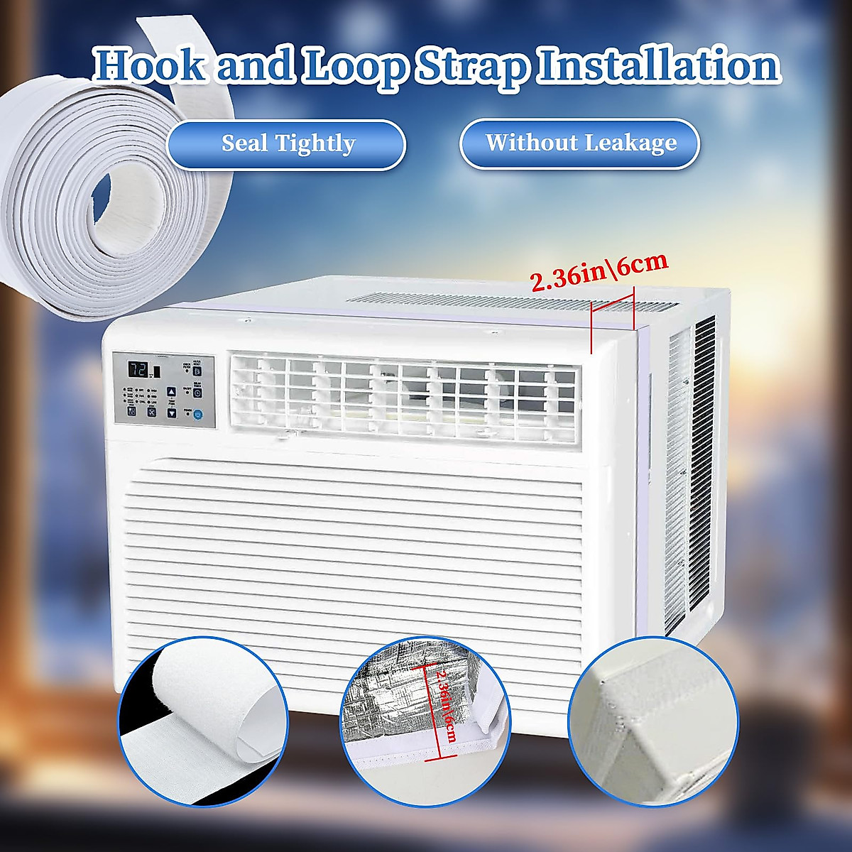 21''Wx 15''Hx 3.5'' Indoor Air Conditioner Cover for Inside Window, 3 Layers AC Cover for Inside, Indoor Window AC Unit Insulation Cover for Winter