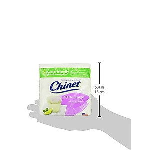 Chinet Classic 2 Ply Beverage Napkins, White, 40 Count