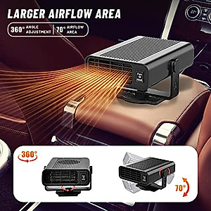 kancehinage Car Heater 12V 120W Portable 2 in 1 Heating and Cooling Fan with Plug in Cigarette Lighter Windshield Defogger and Defroster 360°Rotatable Base With Car Cigarette Lighter Splitter