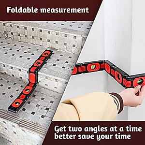 Multi-Function Foldable Level Measuring Tool,24 Inch Magnetic Level Tool with 4 Easy to Read Level Bubbles,Precise Leveling Tool for Carpenters,Woodworkers,Fabricators