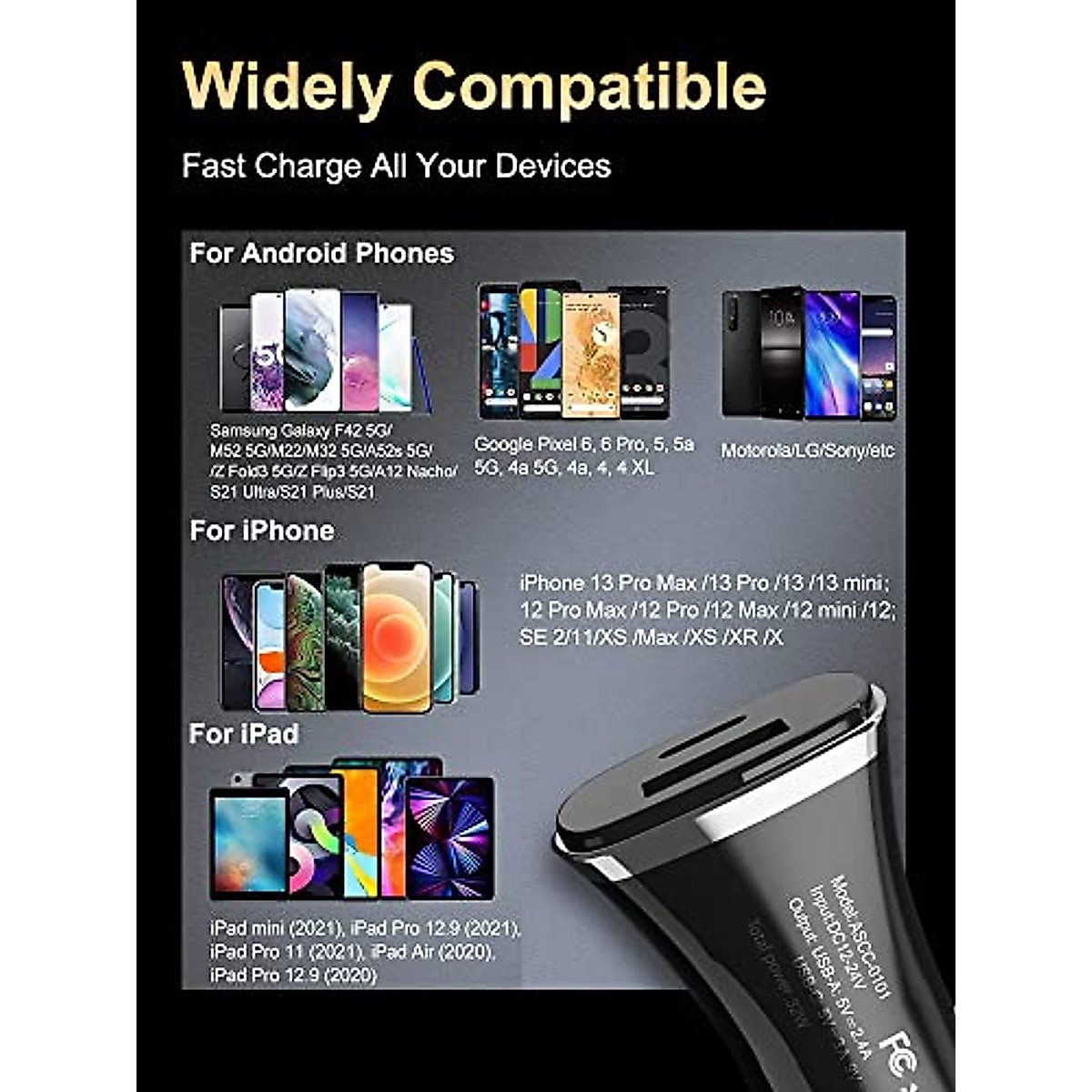 Amasrich 32W Total PD Super Fast Charging Car Charger for iPhone/iPad/Galaxy Note/Galaxy S/Galaxy A/Galaxy Z/GalaxyTab S,20W + 12W Dual Ports