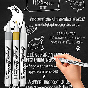 Acrylic Paint Pens Markers,9 Pack Acrylic Markers, 2-3mm Medium Tip, White Gold Silver Paint Pen for Art Projects, Drawing, Rock Painting,Wood, Plastic, Metal, Canvas DIY Crafts