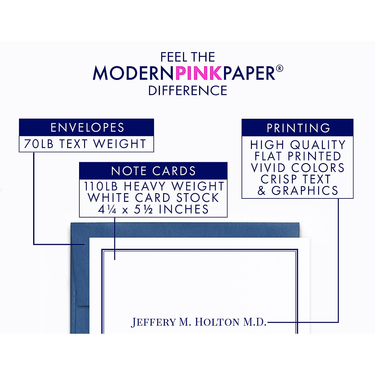 Personalized Stationary for Men or Women, Professional Personalized FOLDED Note Cards, Your Choice of Colors and Quantity