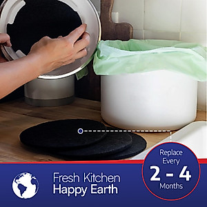 BioStrike Compost Crock - Activated Carbon Filters for Compost Bucket, Control Kitchen Odors, 5.5-inch Round, Made in USA (2 Count)