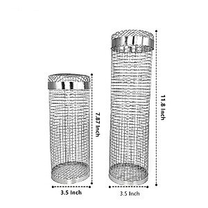 SLEUNFO Rolling Grilling Basket, Stainless Steel BBQ Grill Basket, Outdoor Camping Barbecue Portable Roll Grill Basket, Suitable For Fish, Shrimp, Meat, Vegetables, French Fries (11.8 Inch.)