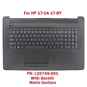 wzqrps Replacement Laptop Upper Case Palmrest Backlit Keyboard Non-PTP Touchpad Assembly Part for HP 17 by/CA L22749-001 Gray