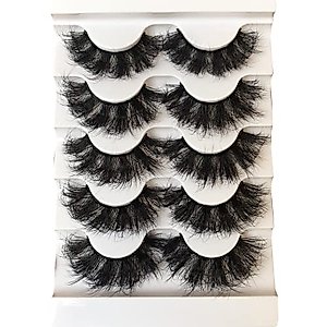 Gmagictobo False Eyelashes Fluffy 3D Faux Mink Lashes 22MM Dramatic False Lashes Pack Long Thick Volume Soft Strip Fake Eye Lashes 5 Pairs Multipack