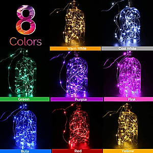 ANGMLN 10 Pack 9.8' 30 LED Battery Operated Fairy Lights Mini Copper Wire Firefly String Lights for DIY Home Solar Waterfall Fairy Bunch Lights Outdoor Waterproof
