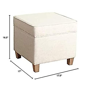 Homepop Home Decor | K7342-F2067 | Classic Square Storage Ottoman with Lift Off Lid | Ottoman with Storage for Living Room & Bedroom, Cream Woven