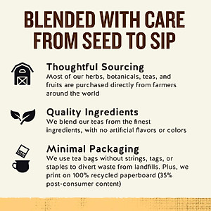 Celestial Seasonings Ginger + Probiotics Herbal Tea, Caffeine Free, 16 Tea Bags Box, (Pack of 6)