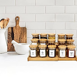 JuneHeart 24 PCS Glass Spice Jars with Bamboo Lids and 315 Waterproof Labels, 4oz Clear Food Storage Containers for Kitchen Sugar Salt Coffee Beans