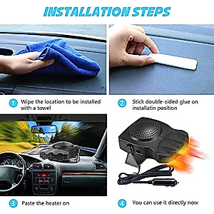 Car Heater, Car Heater Defroster Fans with Heating & Cooling Modes for 2 in 1 Fast Heating, 12V 150W Defrost Defogger with Plug in Cigarette Lighter, Window Defroster for Car
