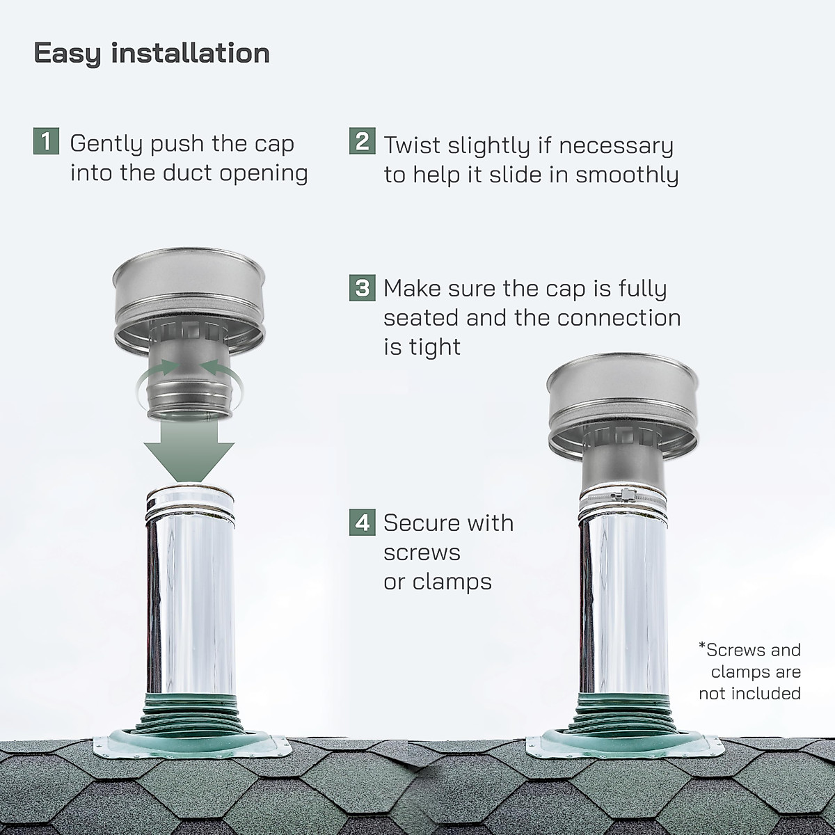 Vent Systems 4" Inch Galvanized Steel Round Roof Vent Cap - All-Season Round Exhaust Protector Cap - Perfect Insulation Roof Vent Cover - Chimney Rain Guard 100 mm