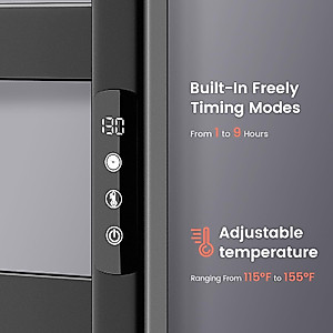 Colliford Towel Warmer,Stainless Steel Towel Warmer Rack for Bathroom -10 Bars Wall Mounted Towel Heater with Intelligent Touch Screen Timer, Hard Wired/Plug-in, Black