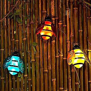 RAVTEK Solar Bee Lights, Smart Lighting Fairy Lights Outdoor with Switch, Waterproof Solar Decor Lights for Patio Garden Yard Bedroom (Yellow)