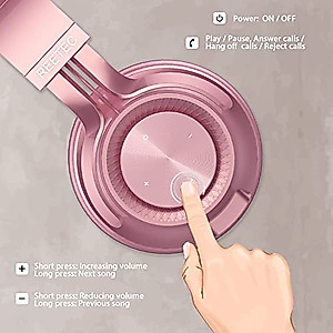 REETEC Wireless Bluetooth Headphones Over-Ear - [40 Hrs Playing Time, Soft Protein Earpads] Foldable HiFi Stereo Wireless Headphones with Microphone, Deep Bass Headset for Phone, PC, iPad - Rose Gold