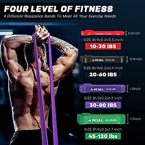 Acull Resistance Bands for Working Out, Pull Up Assistance Bands, Exercise Bands, Workout Bands, Excersing Bands, Resistance Band Set for Men Women, Stretch Bands for Physical Therapy, Home Workouts