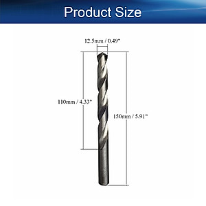Auniwaig 12.5mm Twist Drill Bit, HSS-4241 Straight Shank Drilling Twist Drill Bit, for Metal Wood Steel Aluminum Alloy Manual Work DIY Silver Color 1pc