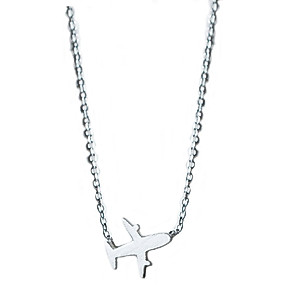 Helen de Lete Original Frosted Women's Airplane 925 Sterling Silver Collar Necklace