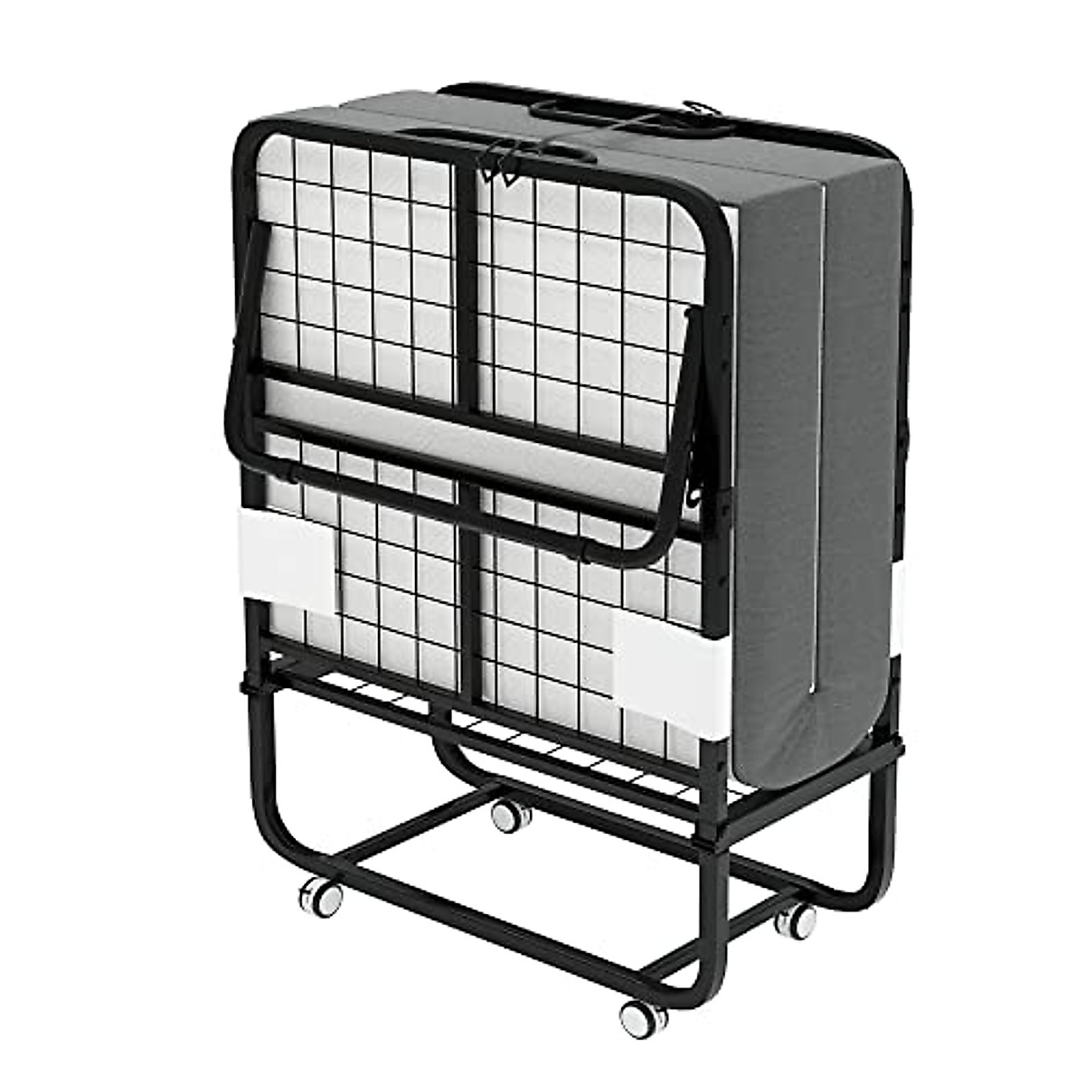 CAIYUN Folding Bed with Mattress, Portable Bed Foldable Bed with Memory Foam Mattress and Fabric Storage Bag, Rollaway Beds with Fold-up Metal Frame for Study, Bedroom, Living Room, 75" x 31"