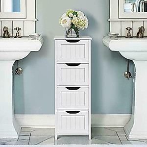 Nightstand Bedside Table Drawer Cabinet Floor Bathroom Cabinet 4 Drawers Dresser Chest Drawer Bedroom Storage Organizer Storage Cabinet Large Storage Spac Space Saving Easy Assemble Storage Tower Dres